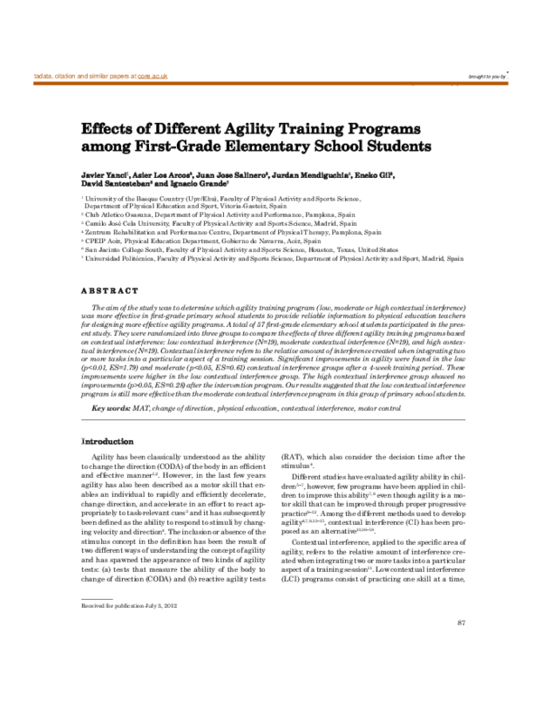 (PDF) Effects of different agility training programs among first-grade ...