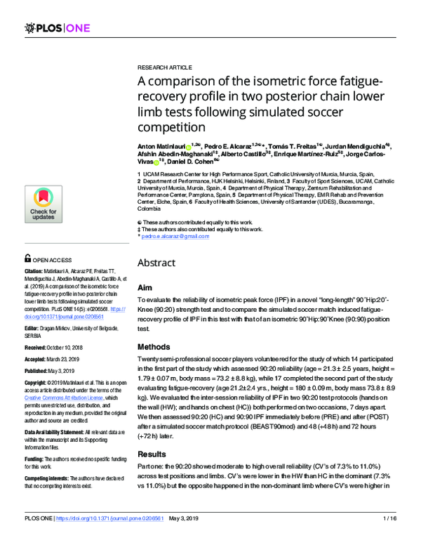 (PDF) A Comparison of the Isometric Force Fatigue-Recovery Profile in ...