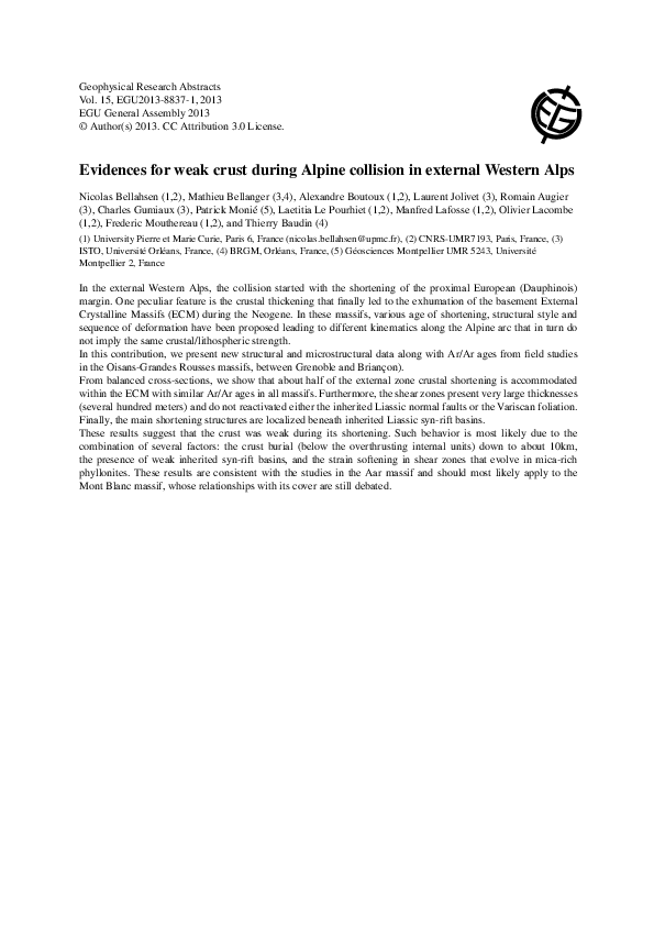 (PDF) Evidences for weak crust during Alpine collision in external ...