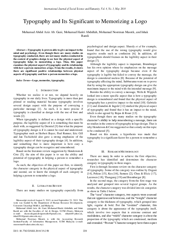 (PDF) Typography and Its Significant to Memorizing a Logo | Ishak Ramli ...