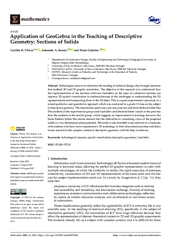 (PDF) Application of GeoGebra in the Teaching of Descriptive Geometry ...