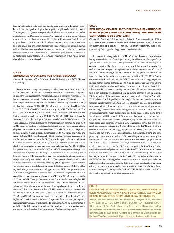(PDF) Detection of rabies virus – specific antibodies in Wild mammals ...