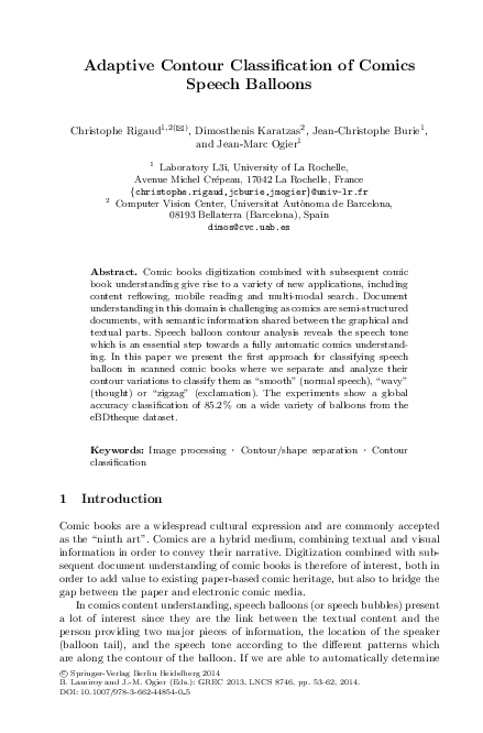(PDF) Adaptive Contour Classification of Comics Speech Balloons