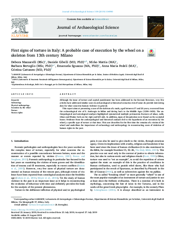 (PDF) First signs of torture in Italy: A probable case of execution by ...