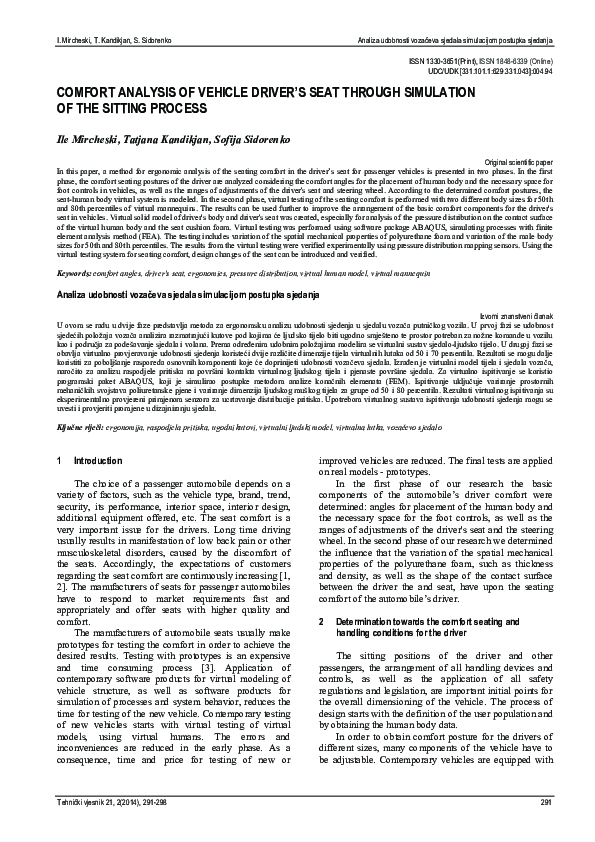 (PDF) Comfort analysis of vehicle driver’s seat through simulation of ...
