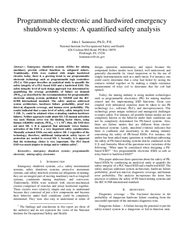 (PDF) Programmable Electronic and Hardwired Emergency Shutdown Systems ...