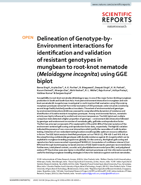 (PDF) Delineation of Genotype-by-Environment interactions for identification and validation of ...