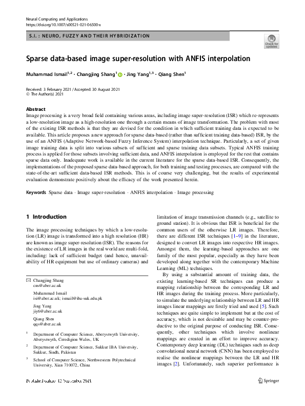 (PDF) Sparse data-based image super-resolution with ANFIS interpolation