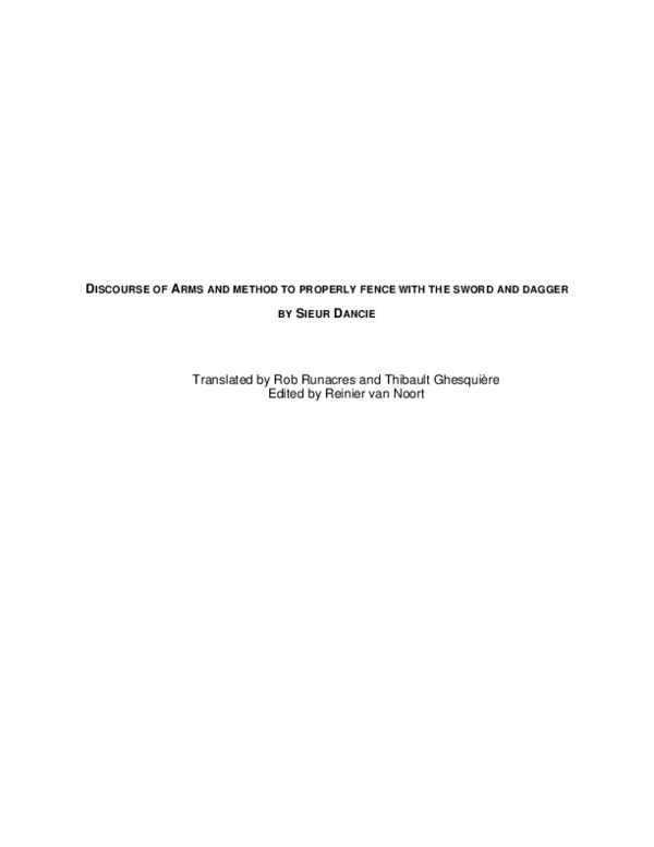 (PDF) Discourse of Arms and Method to Properly Fence With the Sword and ...
