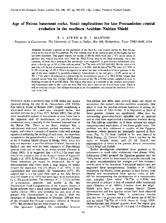 (PDF) Age of Feiran basement rocks, Sinai: implications for late ...