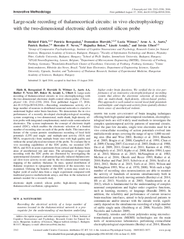 (PDF) Large-scale recording of thalamocortical circuits: in vivo electrophysiology with the two ...
