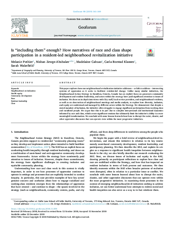 (PDF) Is “including them” enough? How narratives of race and class ...