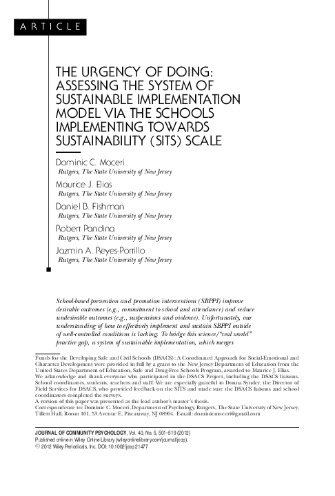 (PDF) The Urgency of Doing: Assessing the System of Sustainable ...
