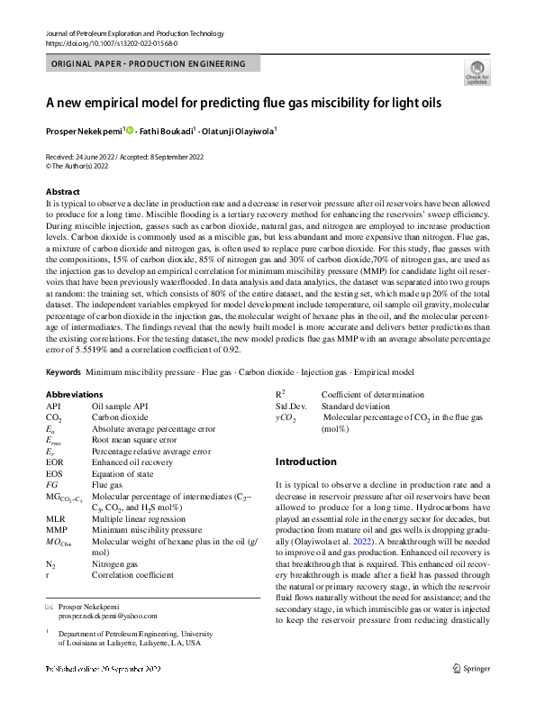 (PDF) A new empirical model for predicting flue gas miscibility for ...
