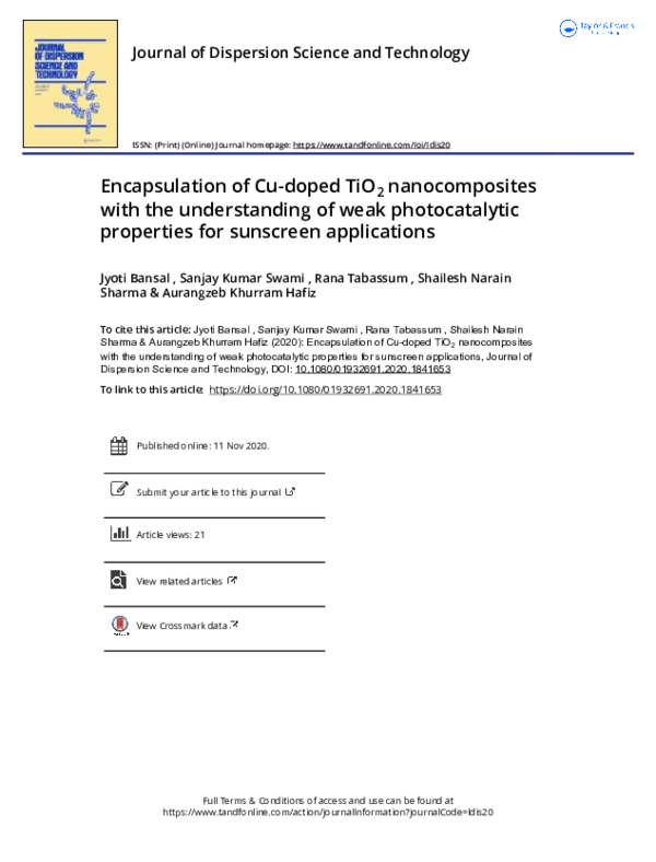 (PDF) Encapsulation of Cu-doped TiO2 nanocomposites with the ...