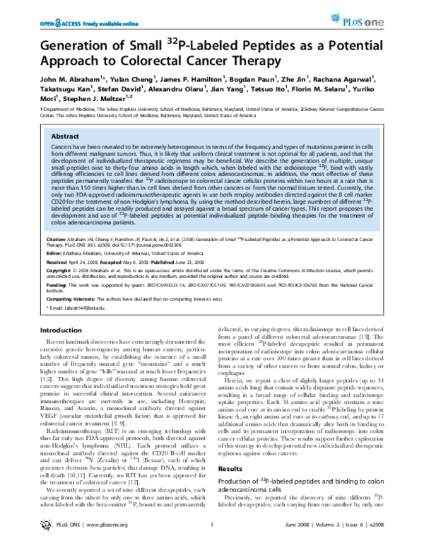 (PDF) Generation of Small 32P-Labeled Peptides as a Potential Approach ...
