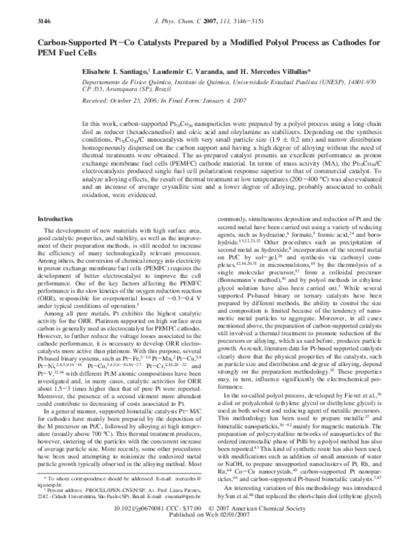 (PDF) Carbon-Supported Pt−Co Catalysts Prepared by a Modified Polyol ...