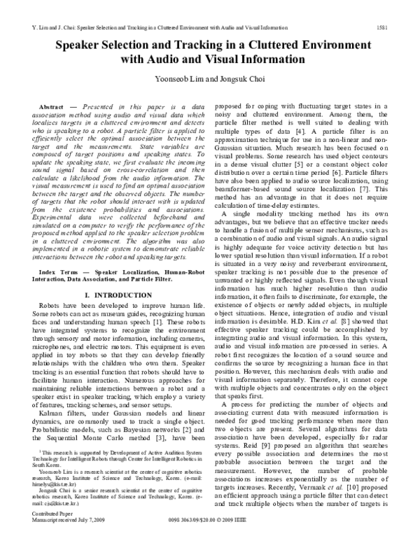 (PDF) Speaker selection and tracking in a cluttered environment with ...