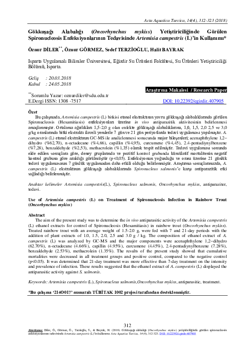 (PDF) Gökkuşağı Alabalığı (Oncorhynchus mykiss) Yetiştiriciliğinde ...