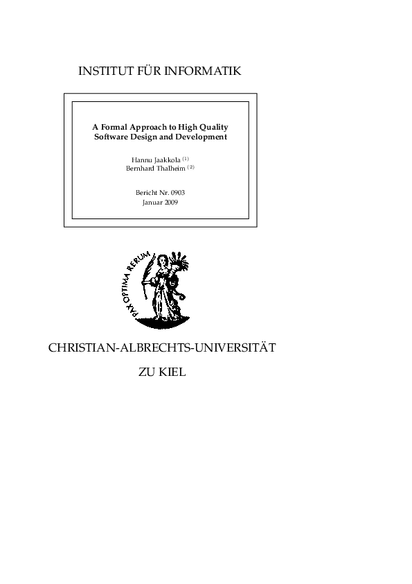 (PDF) A Formal Approach to High Quality Software Design and Development