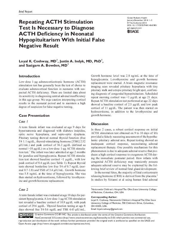 (PDF) Repeating ACTH Stimulation Test Is Necessary to Diagnose ACTH ...