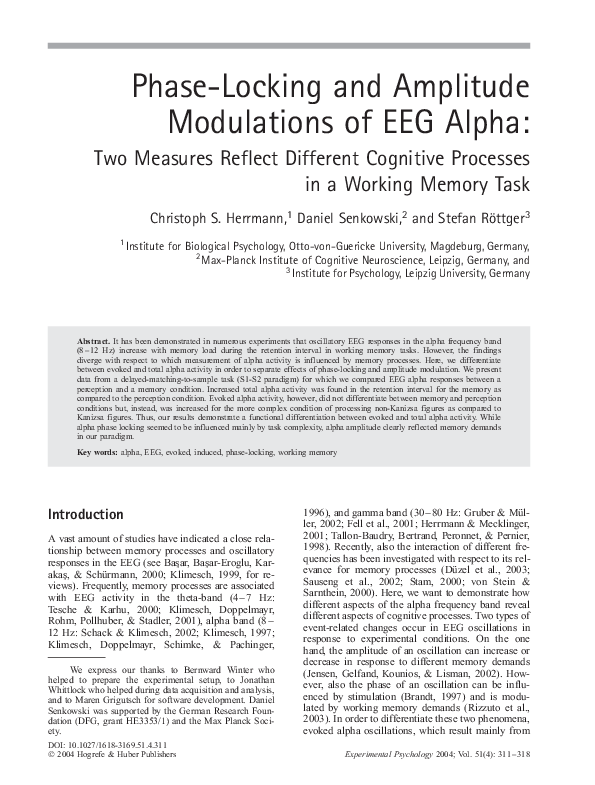 (PDF) Phase-Locking and Amplitude Modulations of EEG Alpha