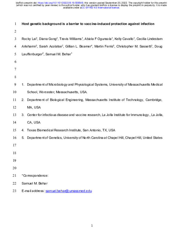 (PDF) Host genetic background is a barrier to vaccine-induced ...