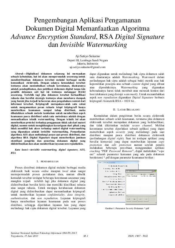(PDF) Pengembangan Aplikasi Pengamanan Dokumen Digital Memanfaatkan Algoritma Advance Encryption ...