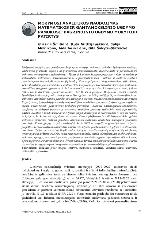 (PDF) Applying Learning Analytics in Mathematics and Science Education Lessons: Experiences of ...