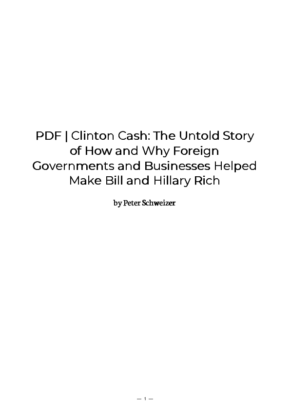 (PDF) Clinton Cash: The Untold Story of How and Why Foreign Governments ...