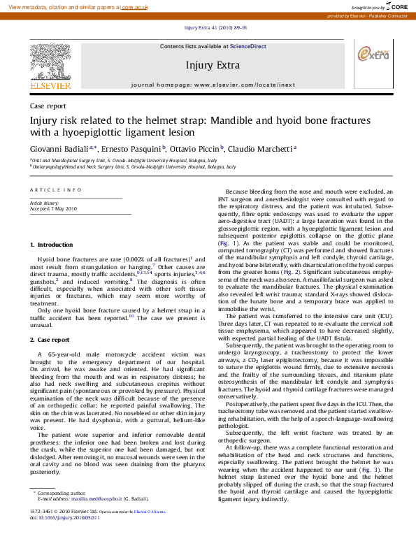 (PDF) Injury risk related to the helmet strap: Mandible and hyoid bone ...