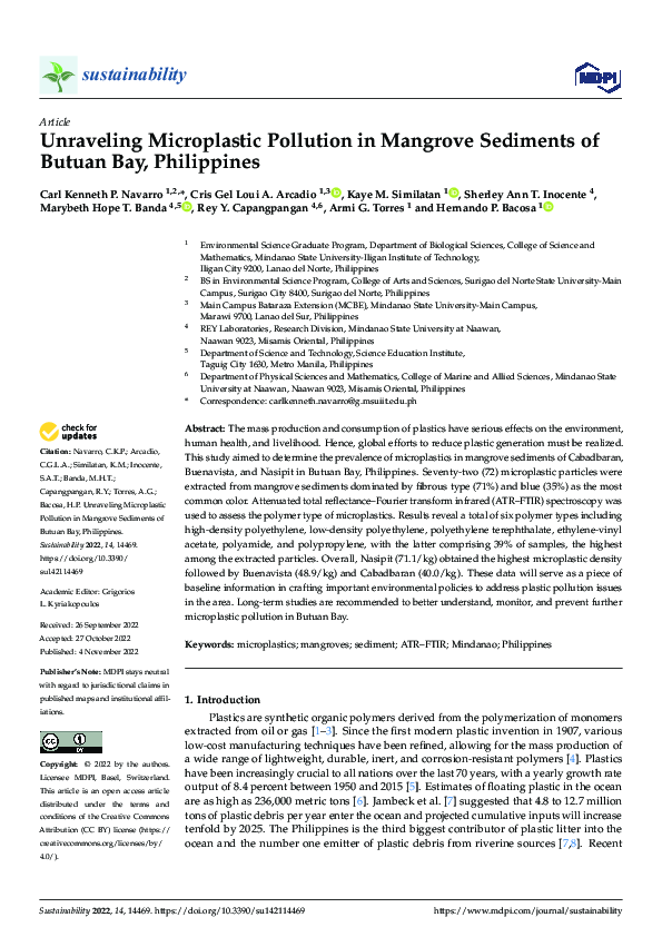 (PDF) Unraveling Microplastic Pollution in Mangrove Sediments of Butuan Bay, Philippines