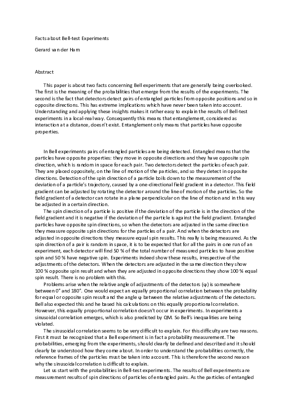 (PDF) Facts about Bell-test Experiments