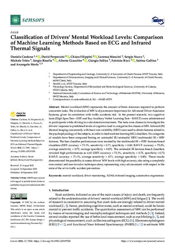 (PDF) Classification of Drivers’ Mental Workload Levels: Comparison of Machine Learning Methods ...