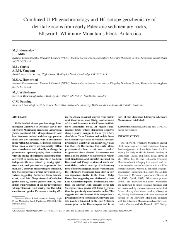 (PDF) Combined U-Pb geochronology and Hf isotope geochemistry of detrital zircons from early ...