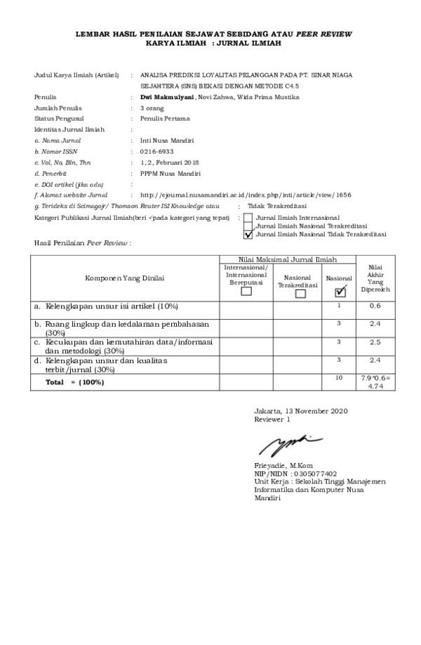 (PDF) Analisa Prediksi Loyalitas Pelanggan Pada Pt. Sinar Niaga ... (PDF) Analisa Prediksi Loyalitas Pelanggan Pada Pt. Sinar Niaga ...