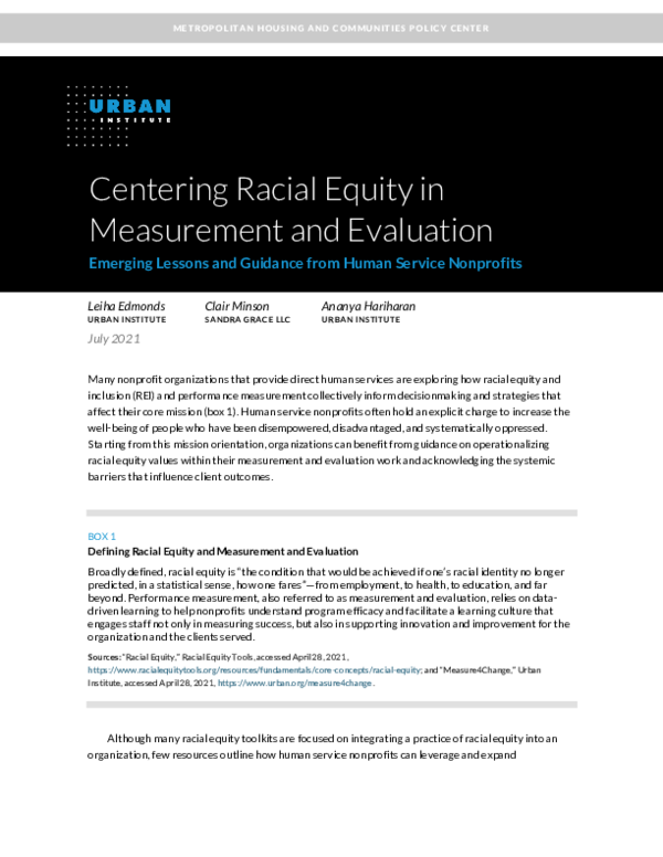 (PDF) Centering Racial Equity in Measurement and Evaluation: Emerging ...
