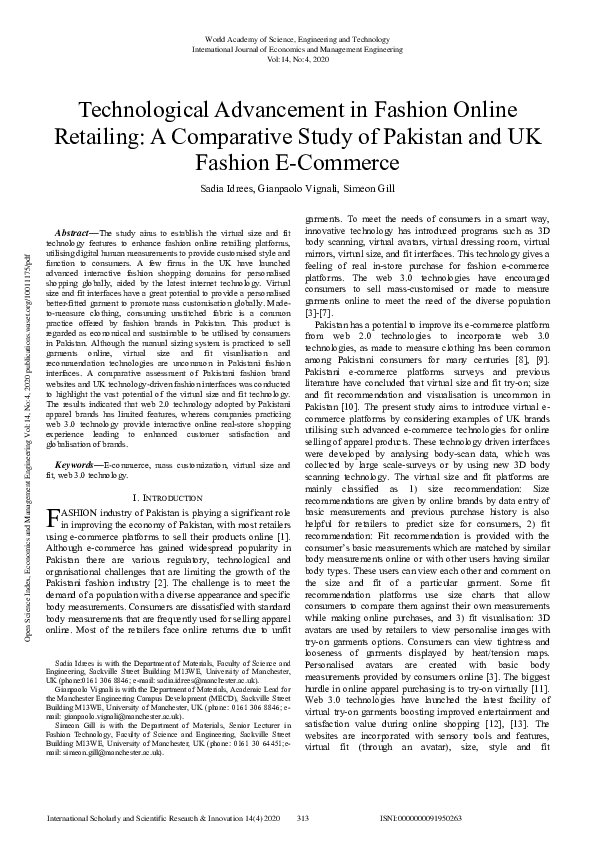 (PDF) Technological Advancement in Fashion Online Retailing: A ...