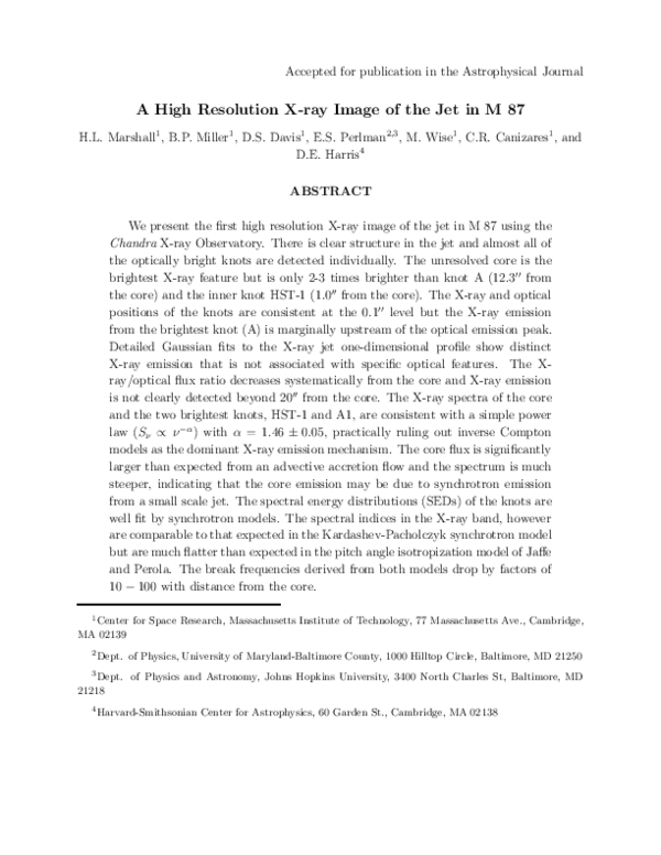 (PDF) A High‐Resolution X‐Ray Image of the Jet in M87