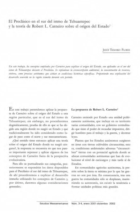 (PDF) El Preclásico en el sur del istmo de Tehuantepec y la teoría de ...