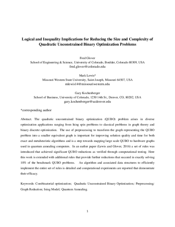 (PDF) Logical and Inequality Implications for Reducing the Size and Complexity of Quadratic ...
