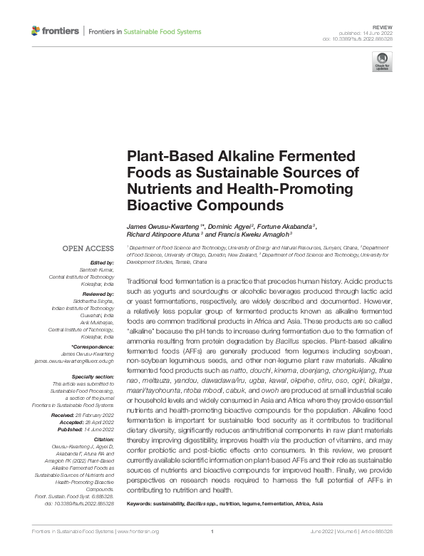 (PDF) Plant-Based Alkaline Fermented Foods as Sustainable Sources of ...