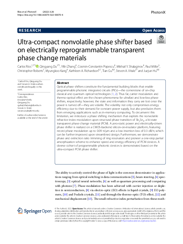 (PDF) Ultra-compact nonvolatile phase shifter based on electrically ...