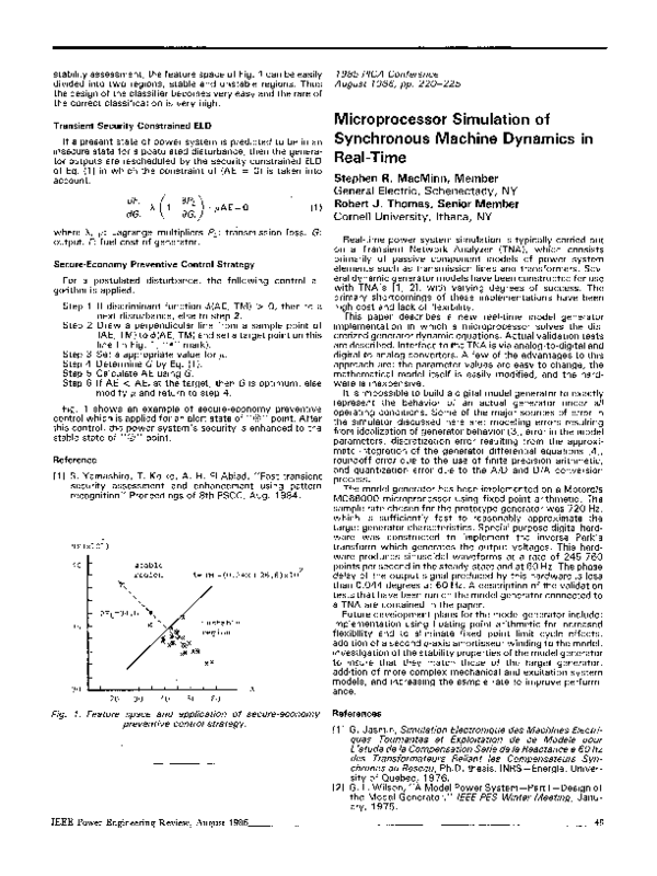 (PDF) Microprocessor Simulation of Synchronous Machine Dynamics in Real-Time