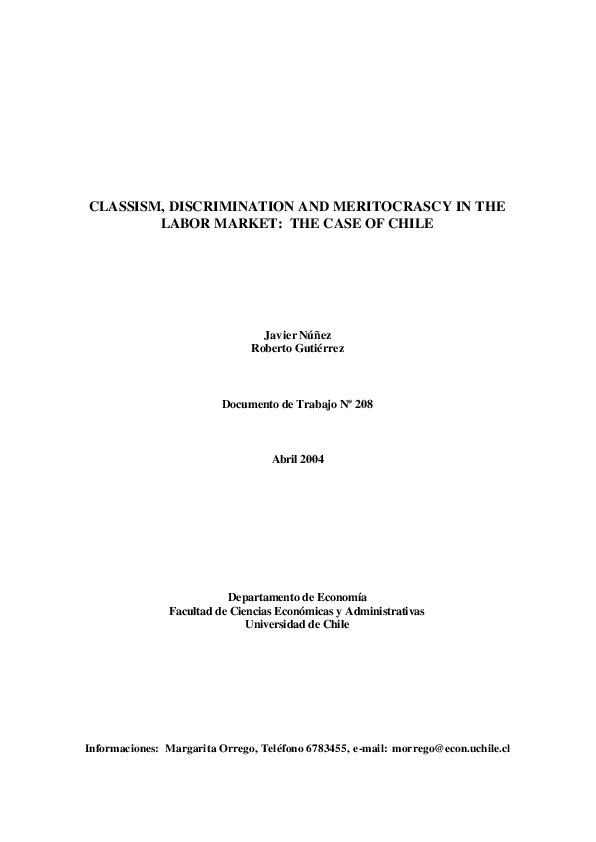 (PDF) Classism, Discrimination and Meritocrascy in the Labor Market ...
