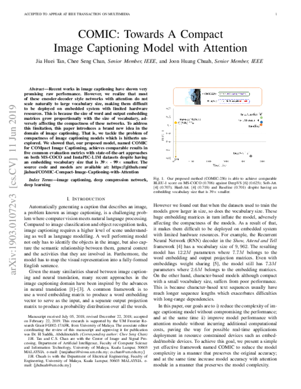 (PDF) COMIC: Toward A Compact Image Captioning Model With Attention