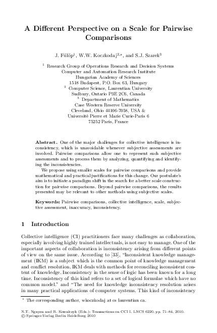 (PDF) A Different Perspective on a Scale for Pairwise Comparisons