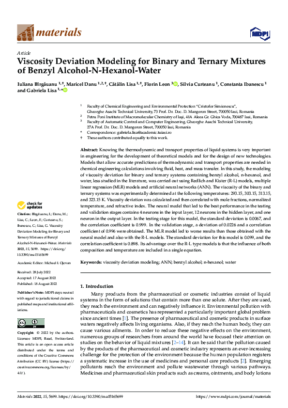 Pdf Viscosity Deviation Modeling For Binary And Ternary Mixtures Of