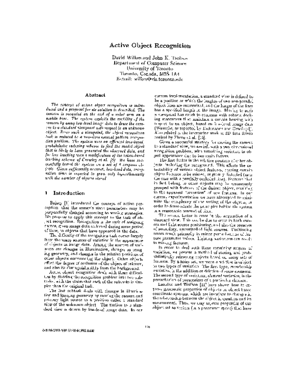 (PDF) Active object recognition