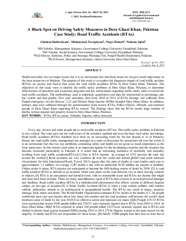 (PDF) A Black Spot on Driving Safety Measures in Dera Ghazi Khan, Pakistan Case Study: Road ...